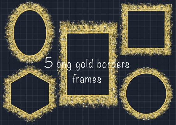 Gold Glitter Borders Frames Labels Clipart Design Elements - Etsy