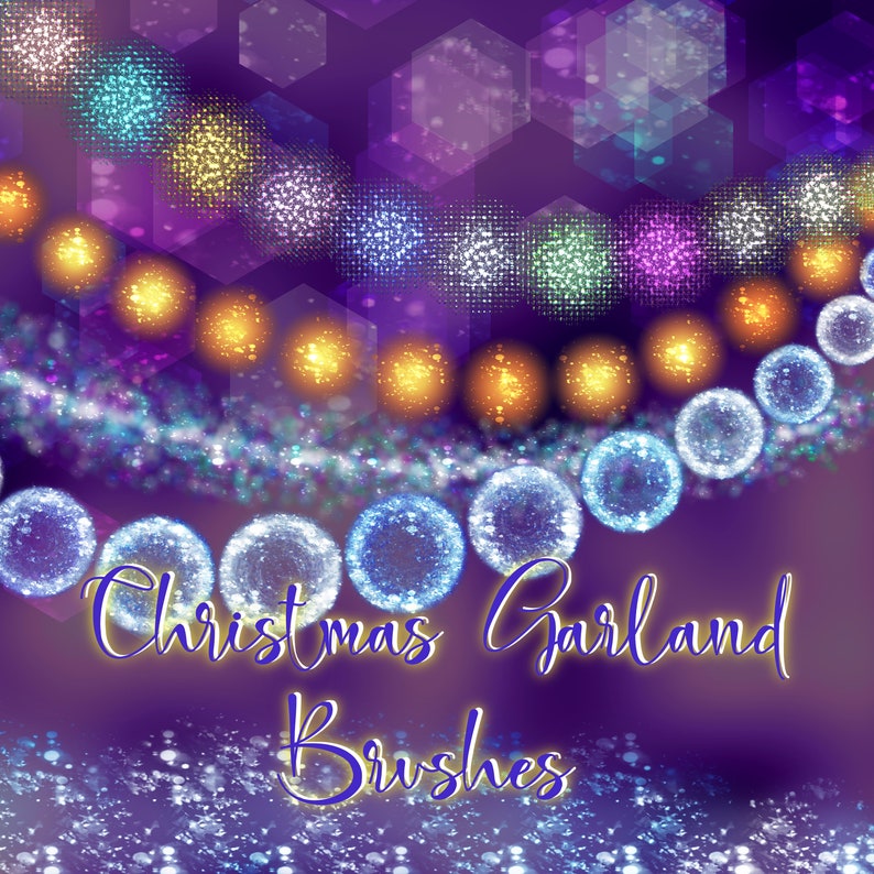 Christmas Neon Lights Garlands Procreate Brushes New Years Festive ...