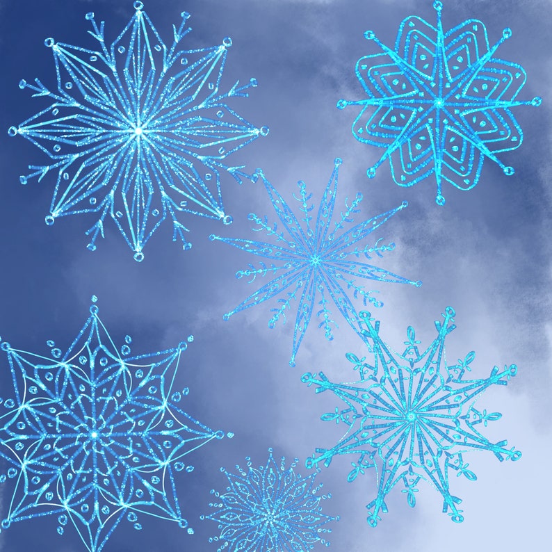 Snowflakes Christmas Clipart, Winter Frozen Glitter Png, New Year ...