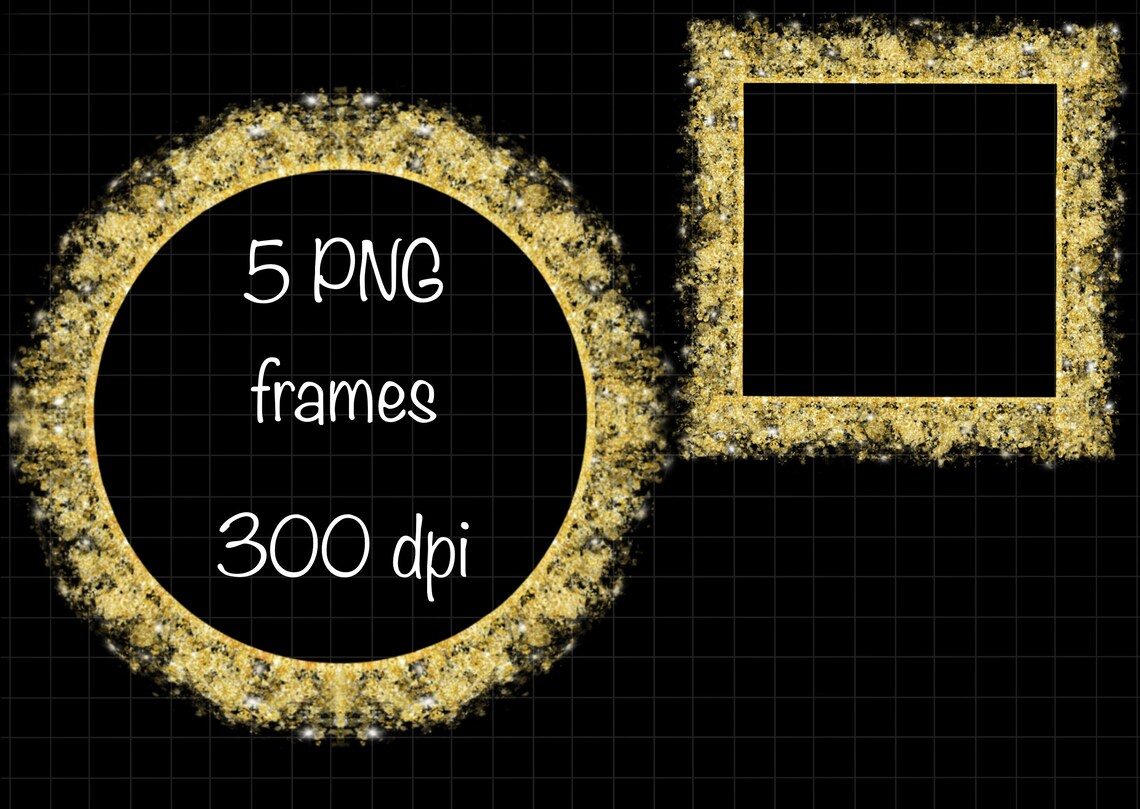Gold Glitter Borders Frames, Labels Clipart, Design Elements, Golden ...