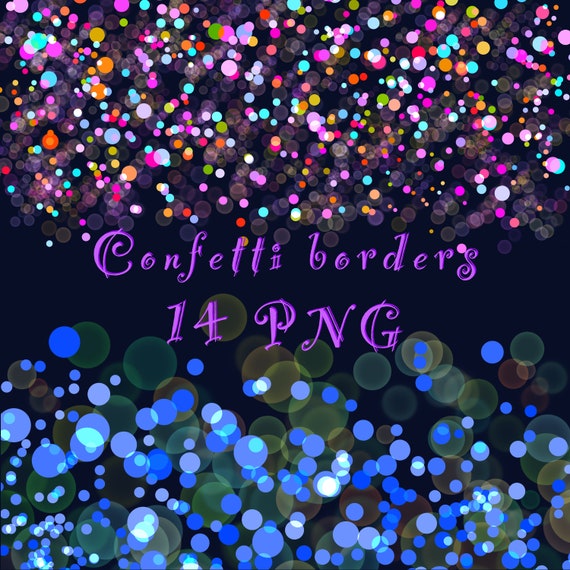 Confetti Borders Clipart PNG Confetti Overlays Border Set - Etsy