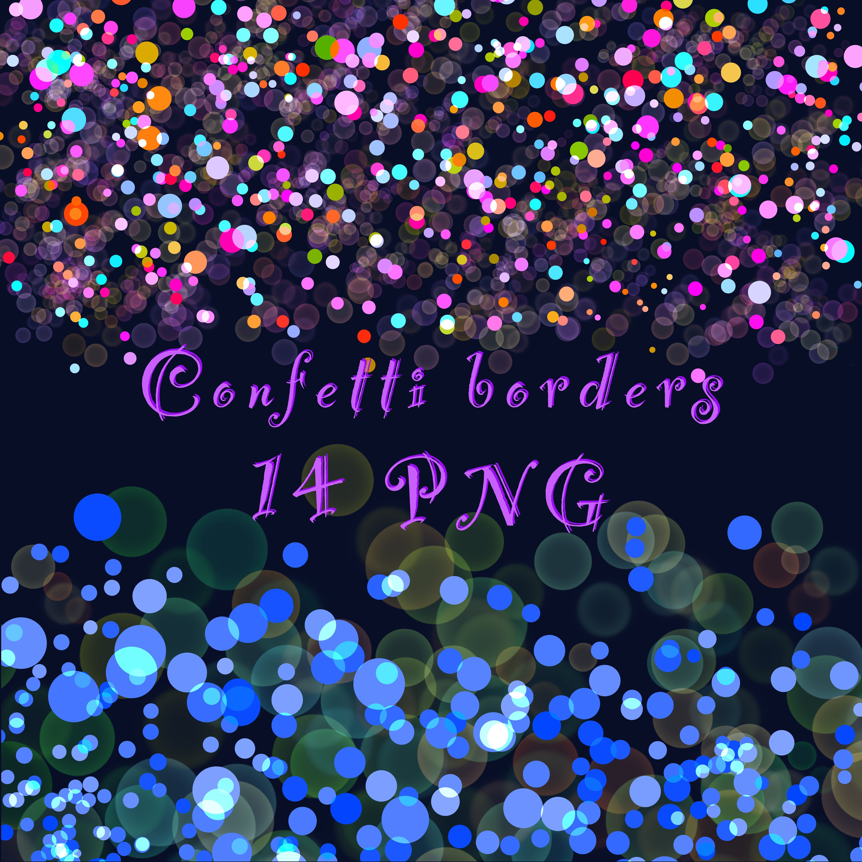 Confetti Borders Clipart PNG, Confetti Overlays Border Set, Birthday ...