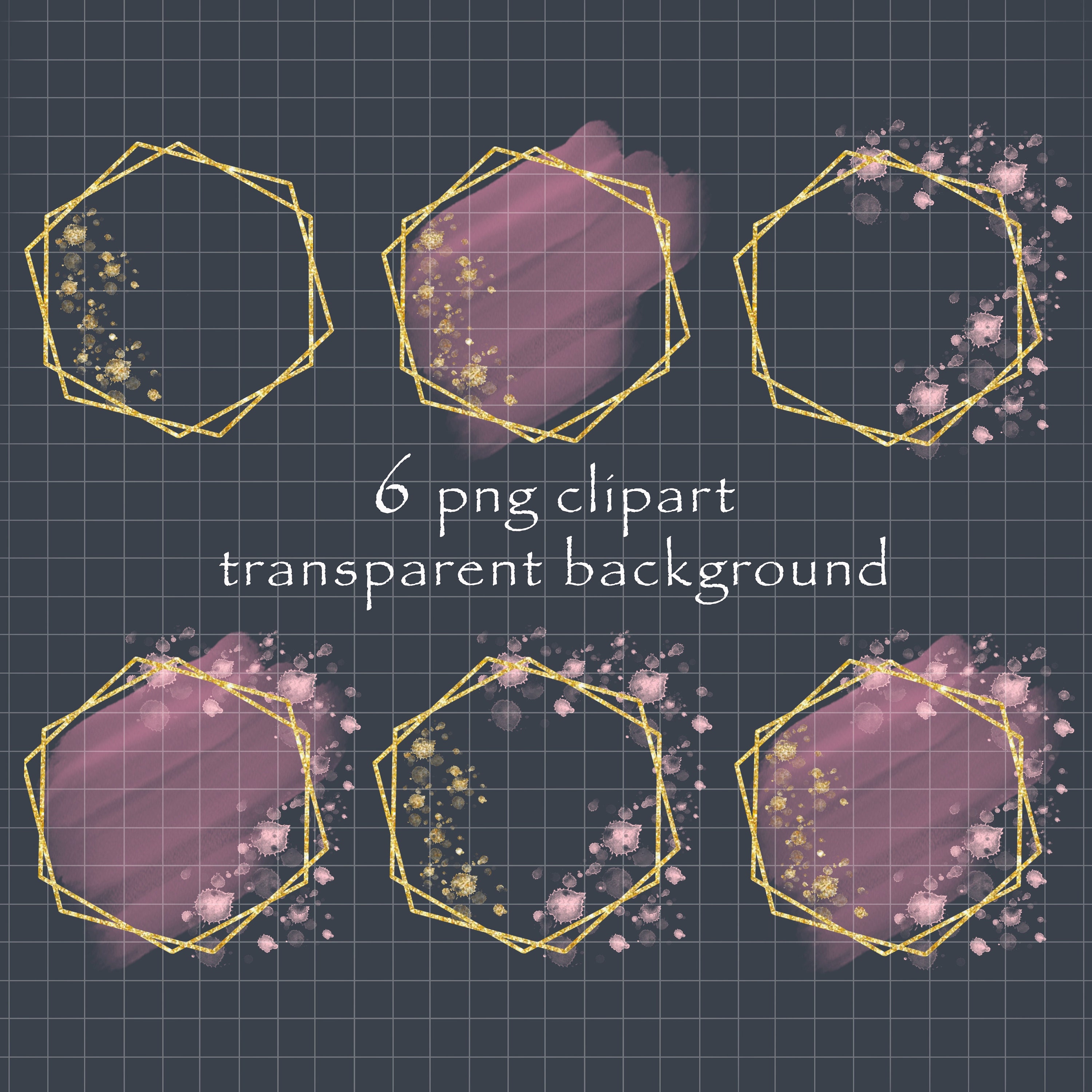 Gold Frame Clipart With Watercolor Stroke and Splashes , Wedding ...