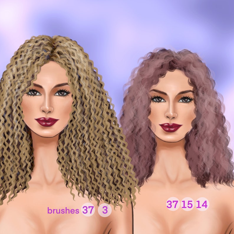 Procreate Curly Hair Brushes Procreate Wavy Hair Brush Set - Etsy