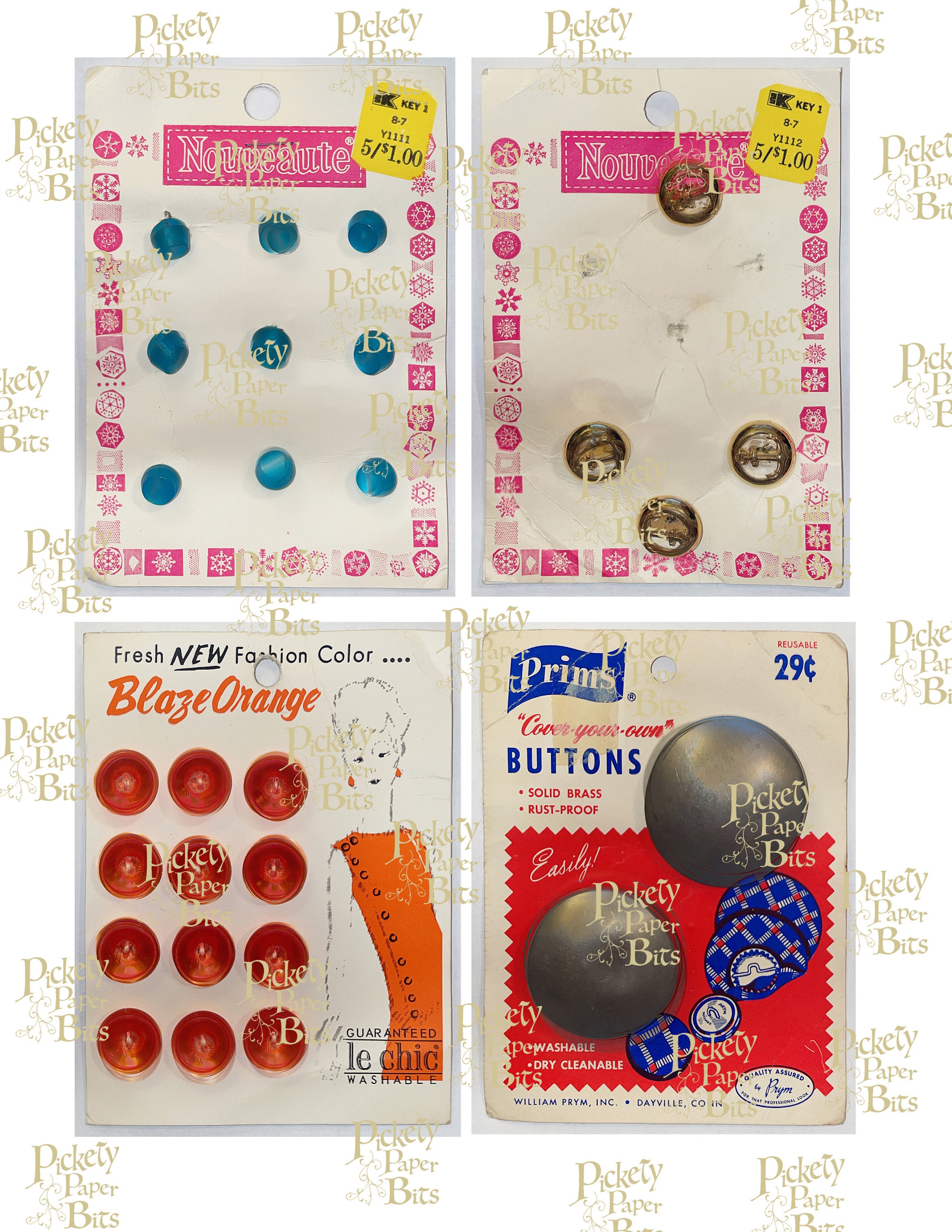 Vintage Buttons Card Digital Download,printable Sewing Notion,ephemera ...