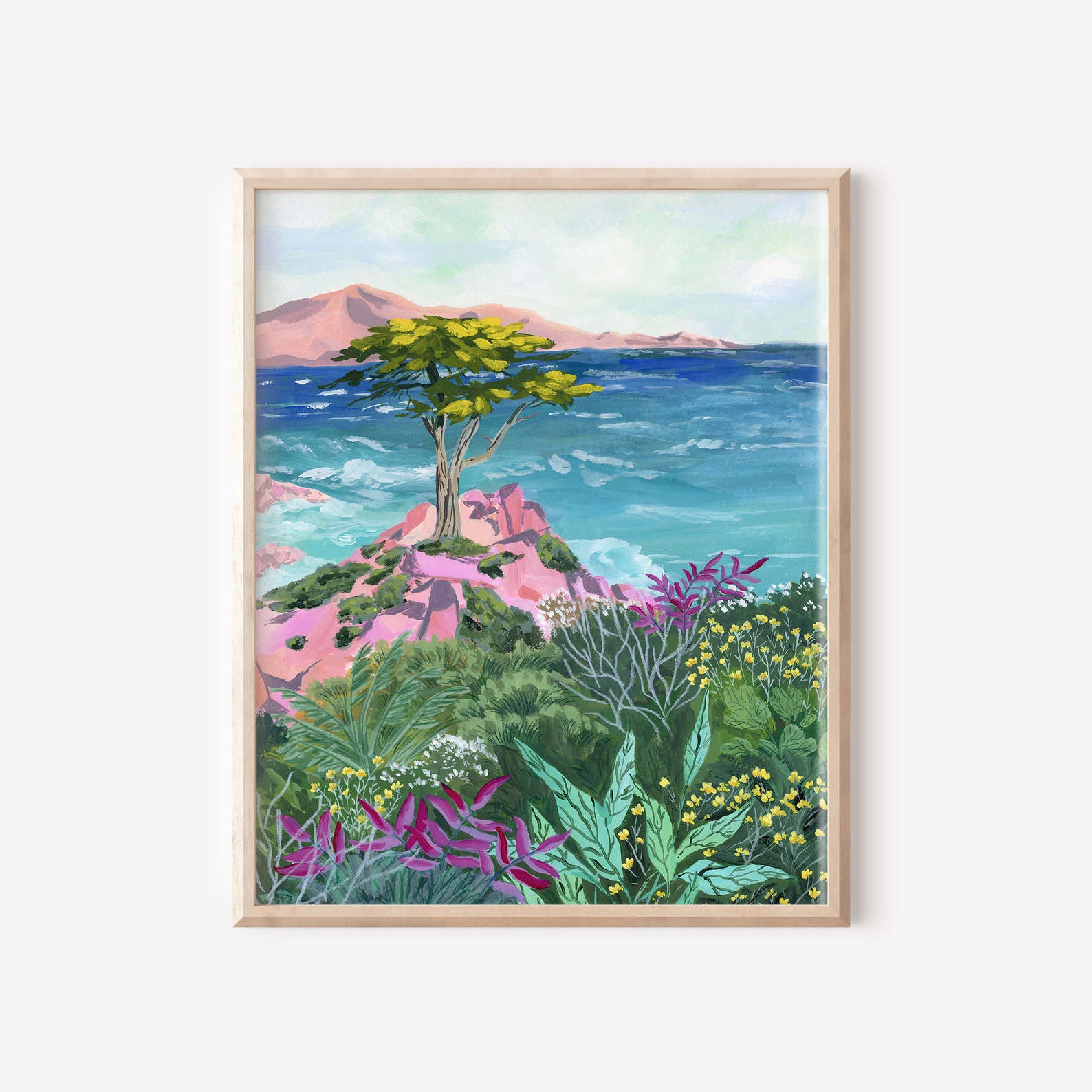 California Coast Painting: Lone Cypress Tree, Monterey Travel Art - Etsy