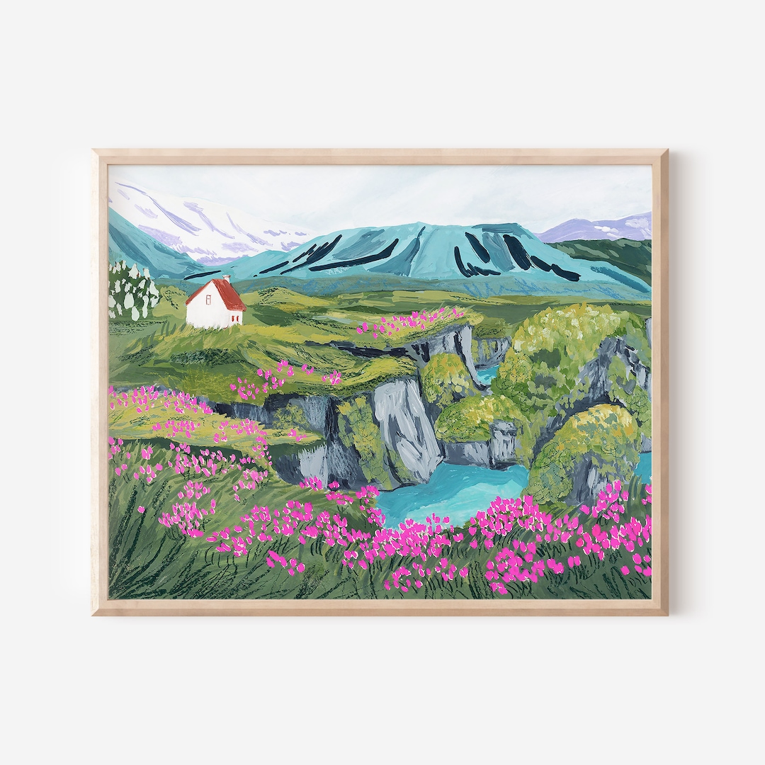 Iceland Art, Iceland Landscape, Iceland Illustration, Iceland Travel ...