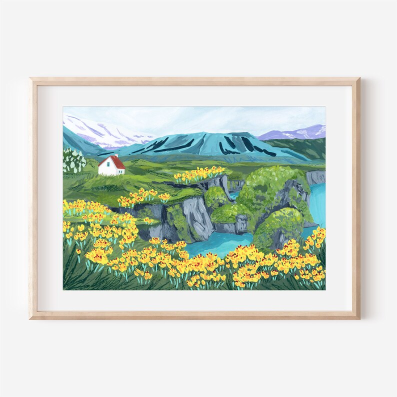 Iceland Art Iceland Landscape Iceland Illustration Iceland - Etsy