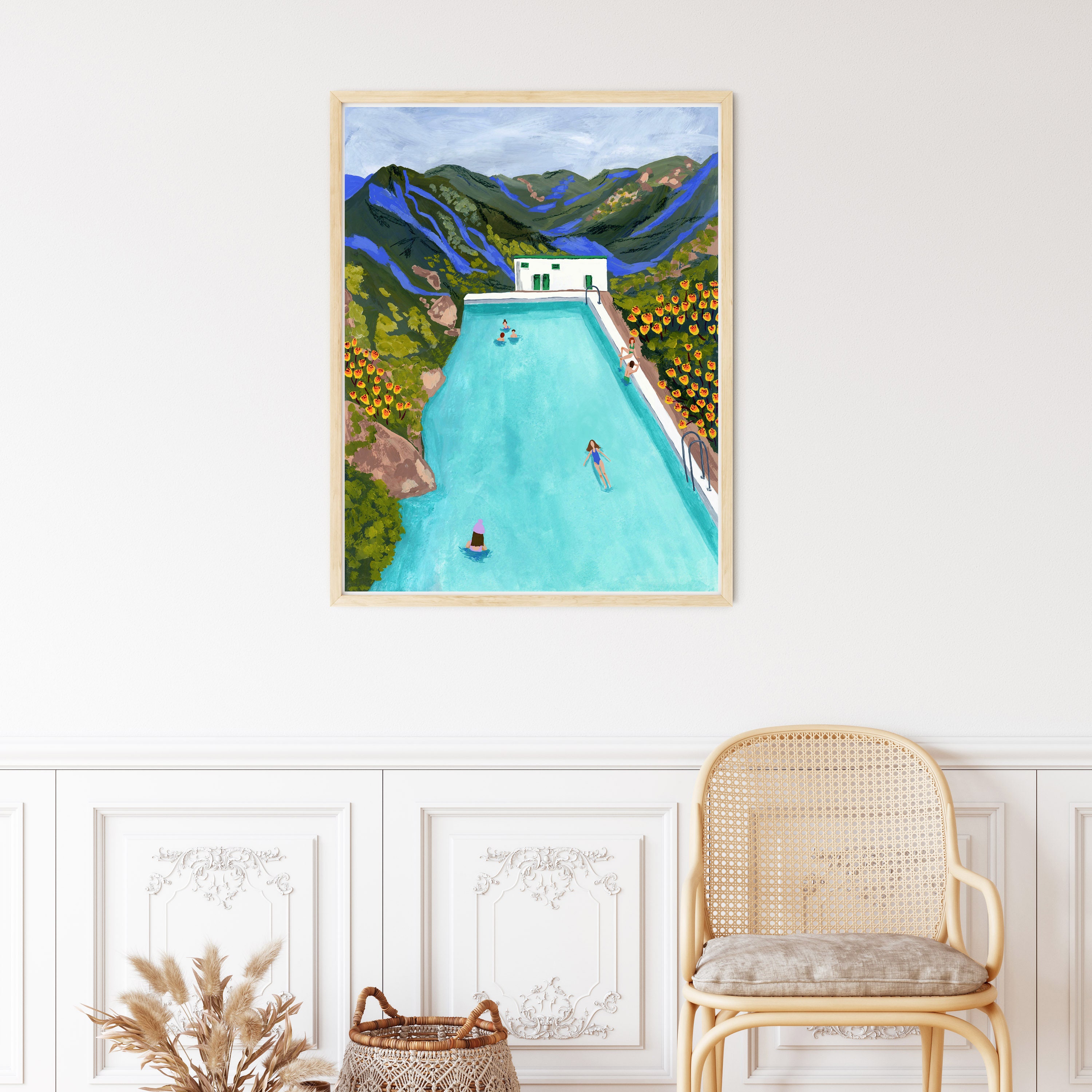 Iceland Hot Springs Art Print: Gouache Landscape Painting - Etsy