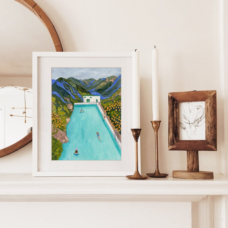 Iceland Hot Springs Art Print: Gouache Landscape Painting - Etsy