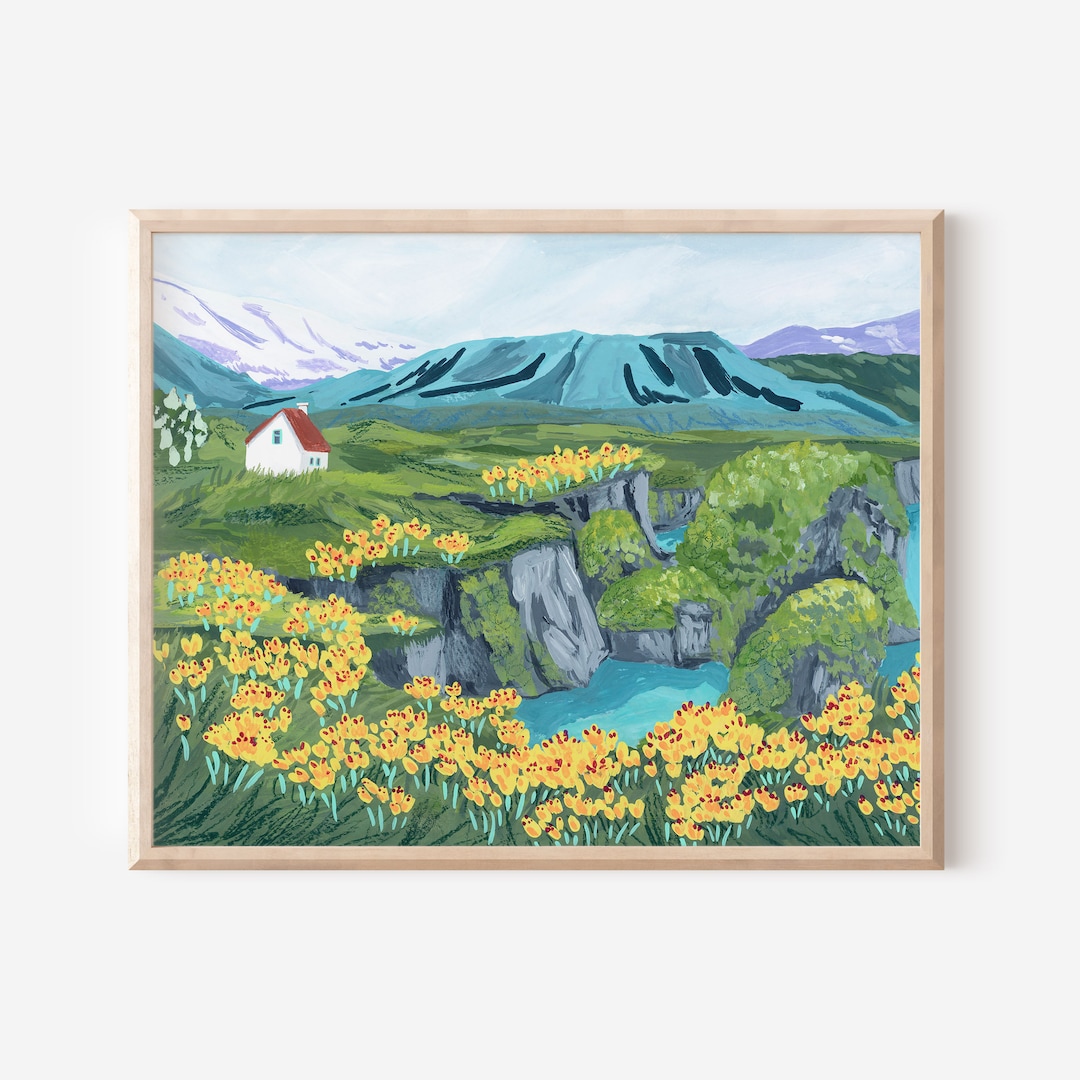 Iceland Art, Iceland Landscape, Iceland Illustration, Iceland Travel ...