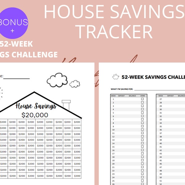 House Down Payment Savings Chart - Etsy