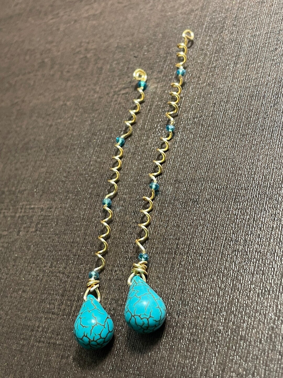 Turquoise Sisterlock Loc Jewelry Set Blue Teardrop Beads and Crystals ...