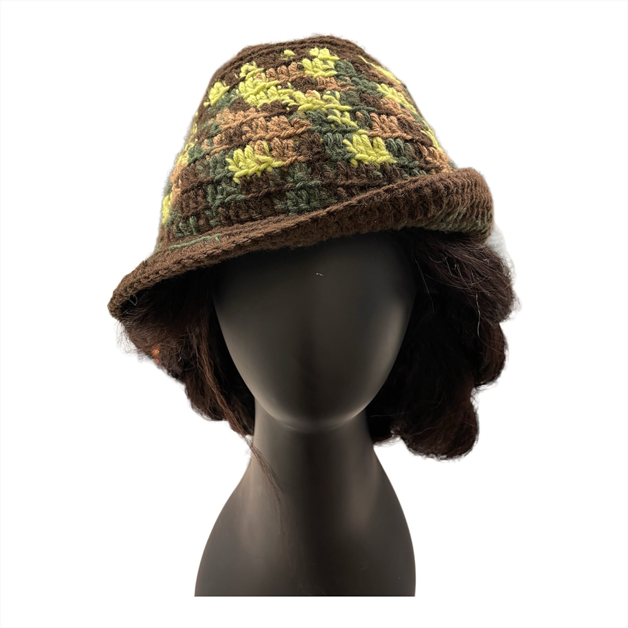 One of 1 Crochet Bucket Hat Camo Herringbone Unisex Camouflage - Etsy