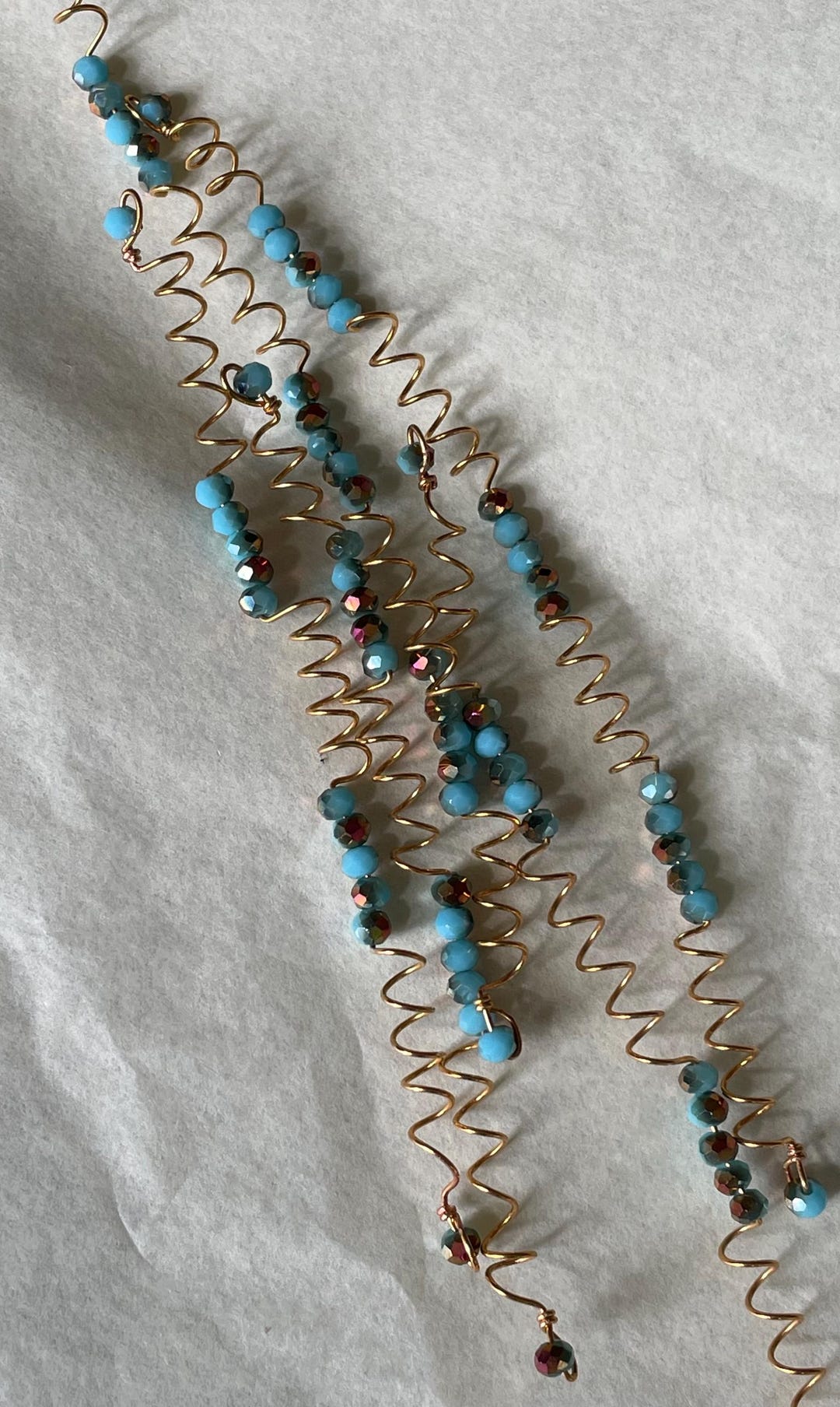 Sisterlock Loc Jewelry | Turquoise Blue Beads With Gold Wire | Handmade ...
