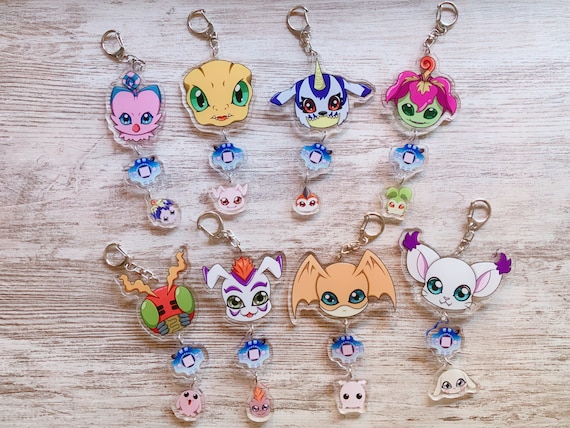 Evolutions Digimon Keychain Tailmon Gatomon Gabumon Agumon - Etsy