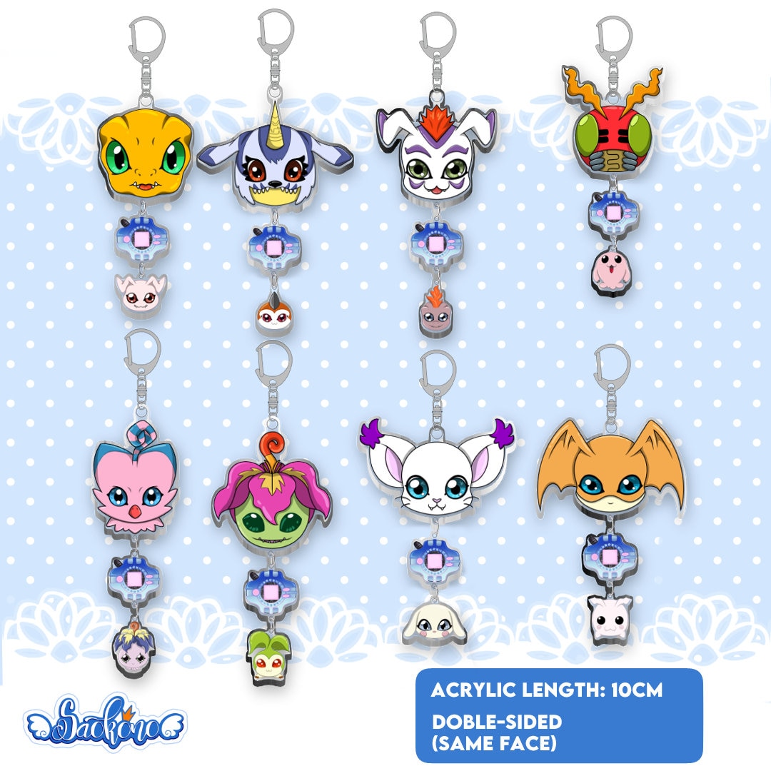 Evolutions Digimon Keychain Tailmon Gatomon Gabumon Agumon Tentomon ...