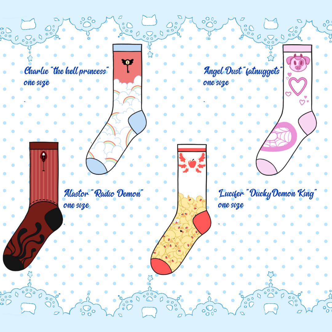 Hazbin Hotel Socks Adam Vox Valentino Emiliy Niffty Sirpentious Charlie ...