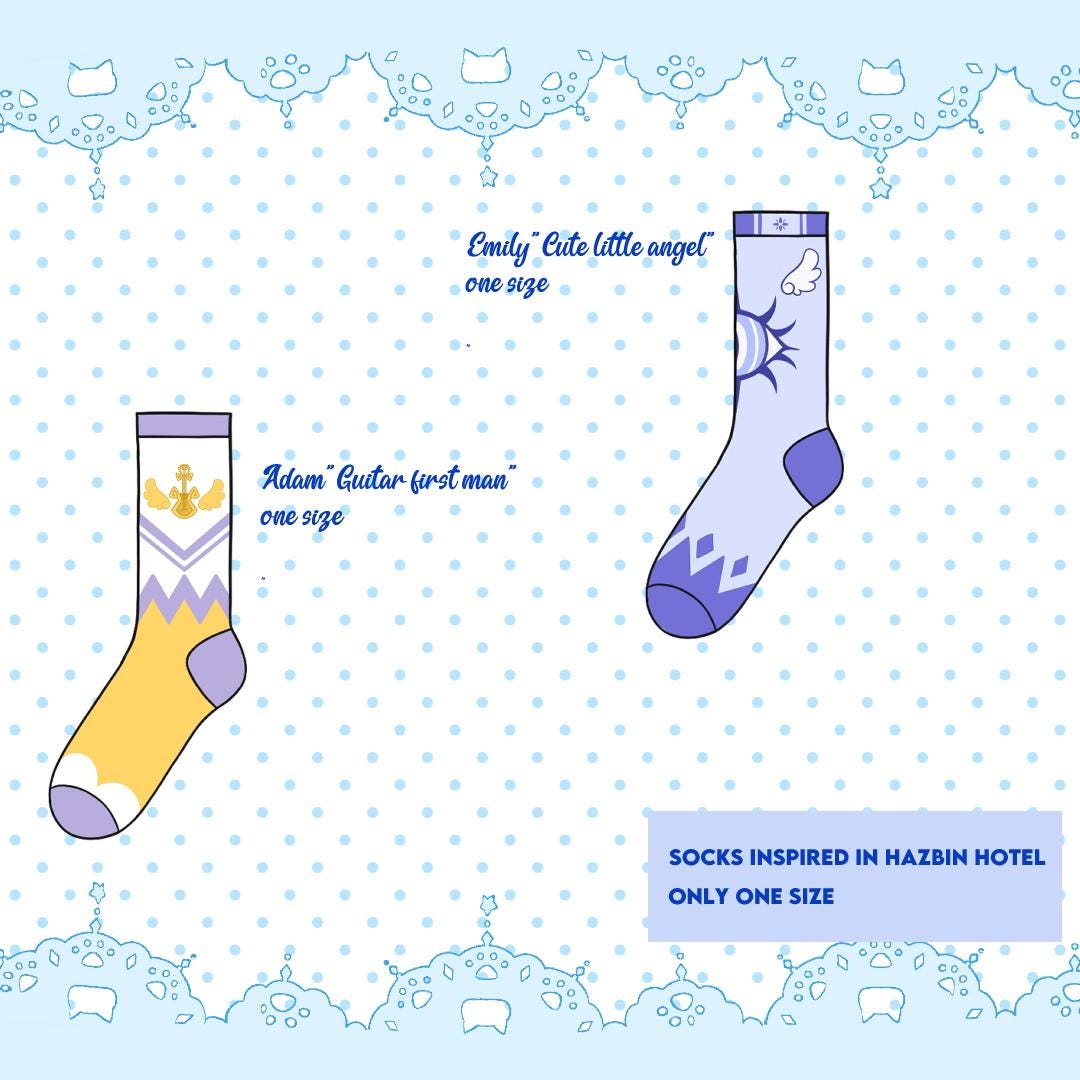 Hazbin Hotel Socks Adam Vox Valentino Emiliy Niffty Sirpentious Charlie ...