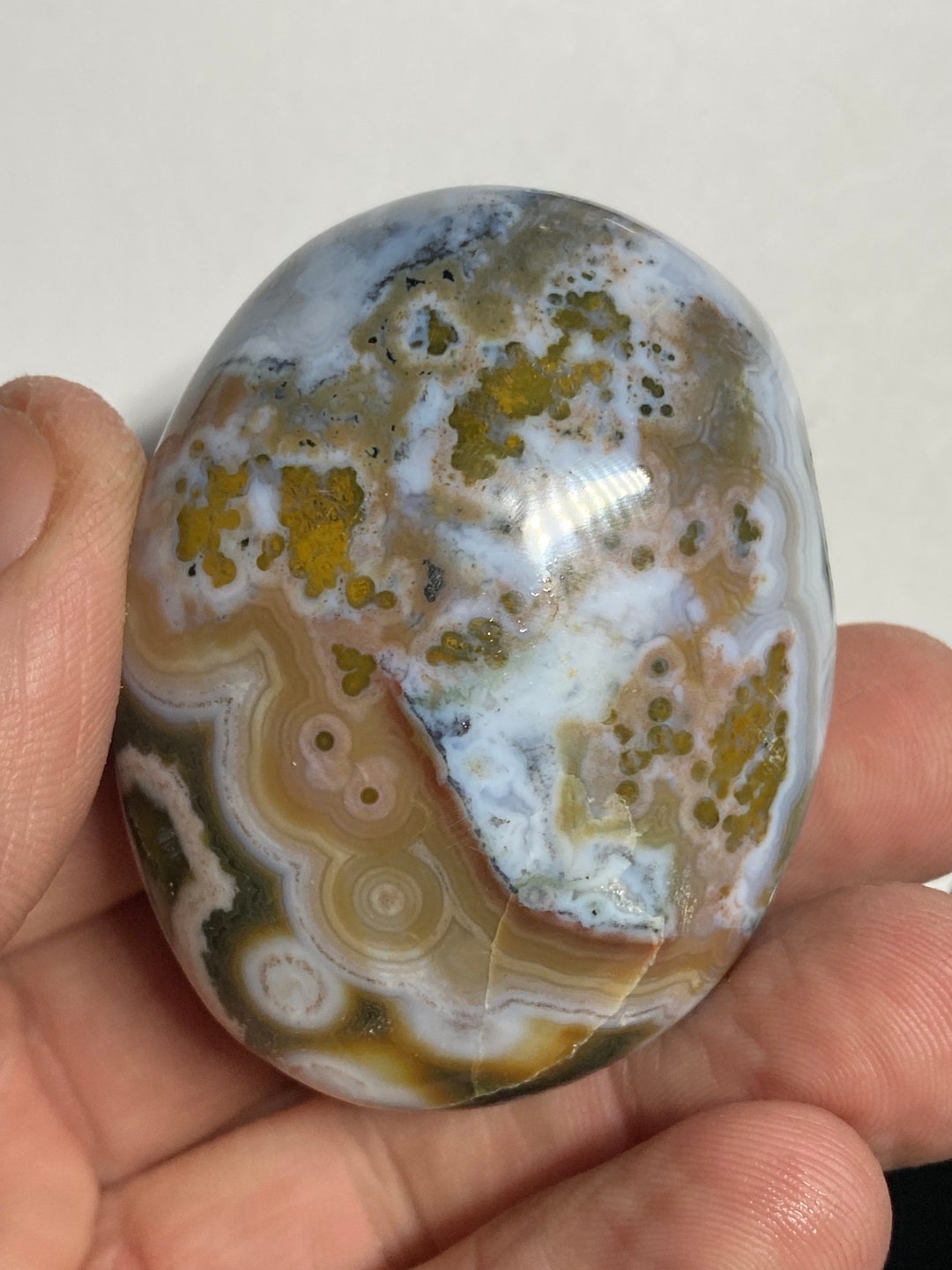 8th Vein Ocean Jasper Palm Stone - Etsy