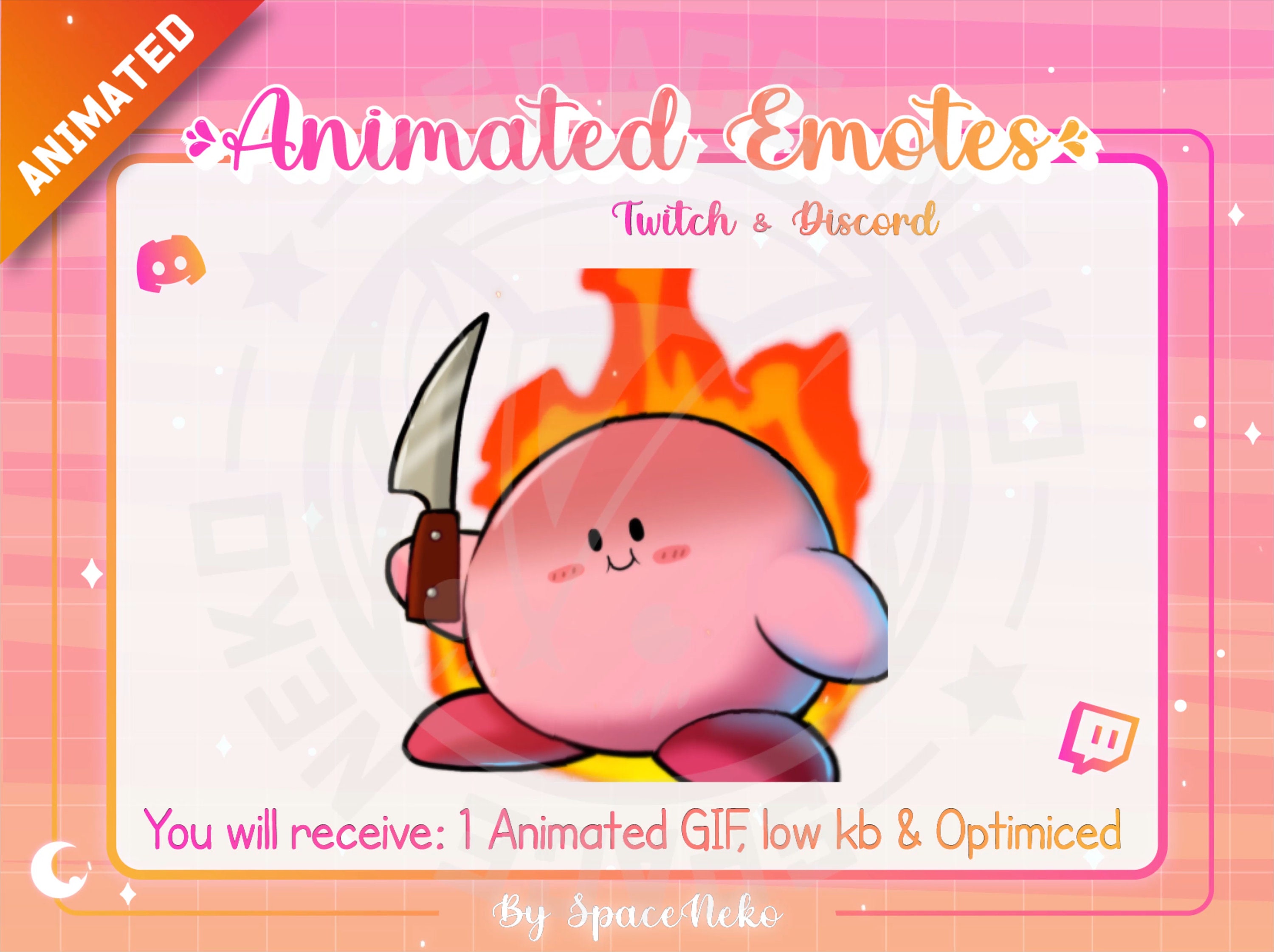 Animated Cute Chibi Emote for Twitch and Discord Kirby Anime Heart ...