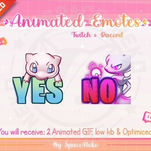 Offer!! Animated Twitch Emote Pack, Pokemon, Mew, Mewtwo, Animal Emote ...