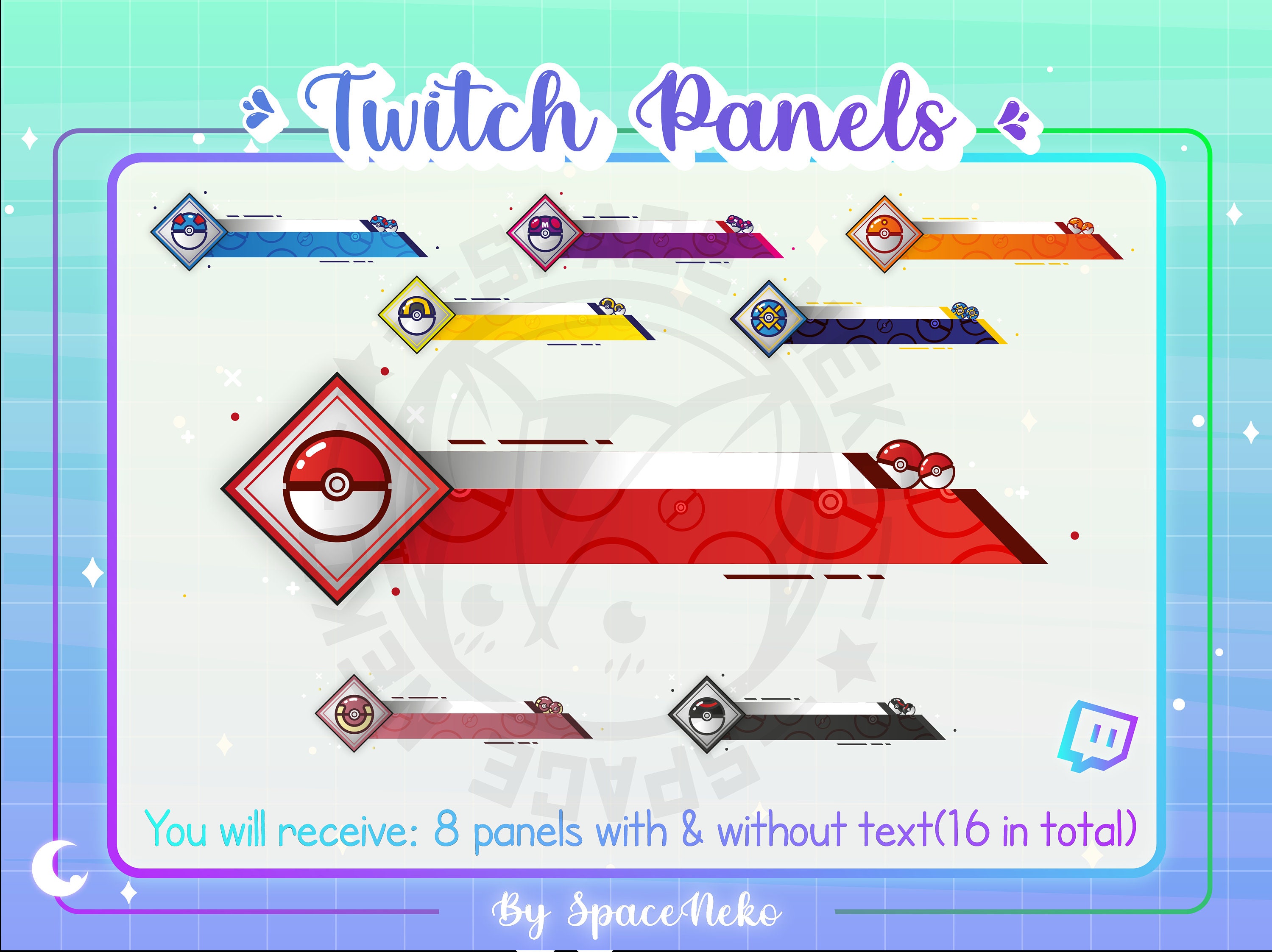 Cute Chibi Pannels for Twitch Pokemon Pikachu Pokeball Anime ...