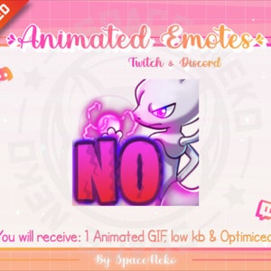 Animated Cute Chibi Emote for Twitch and Discord Pokemon Mewtwo Anime ...
