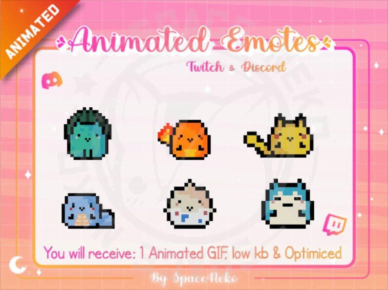 Animated Cute Chibi Animated Emotes for Twitch and Discord - Etsy
