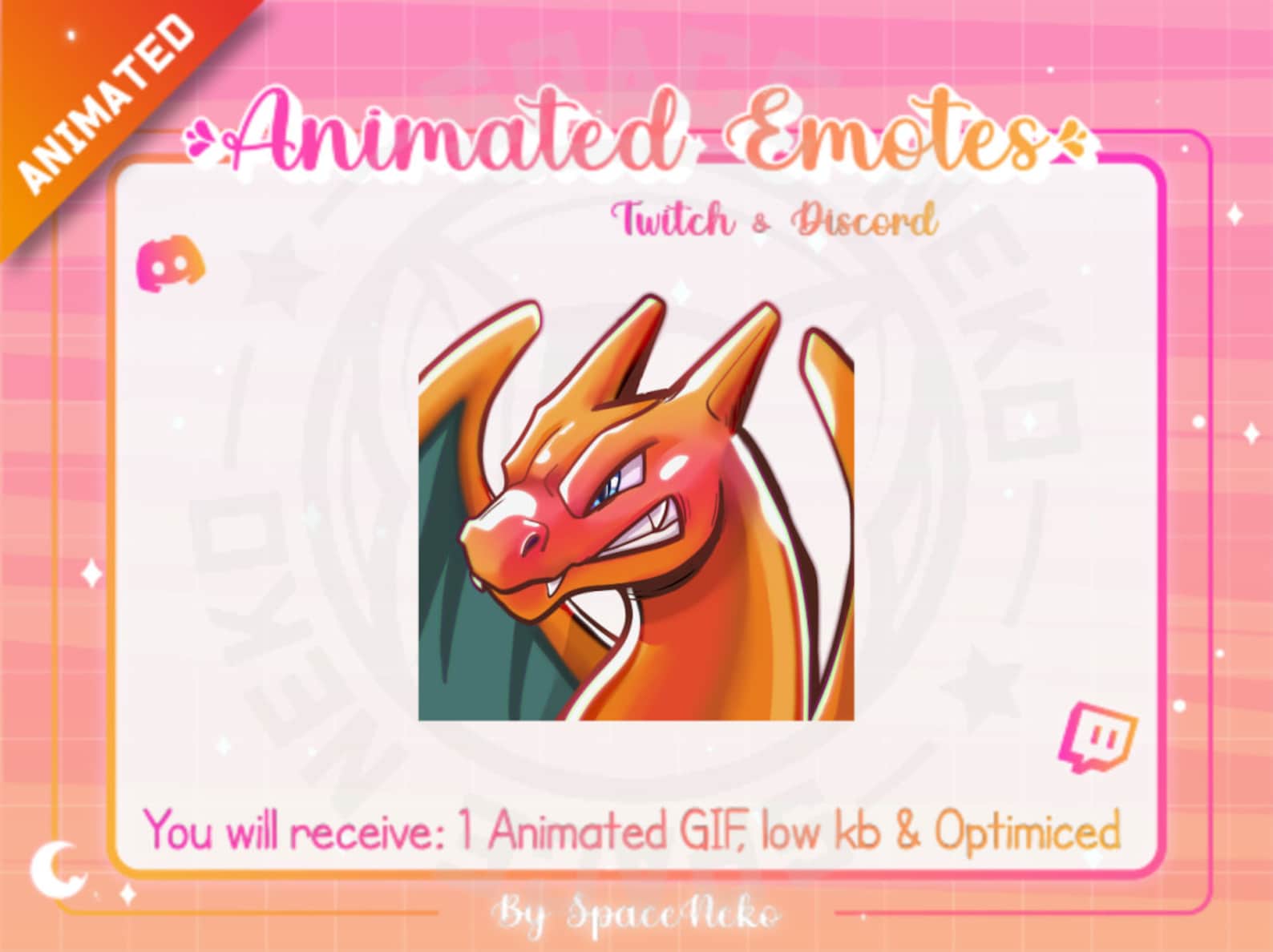 Animated Cute Chibi Emote for Twitch and Discord Pokemon Charizard ...