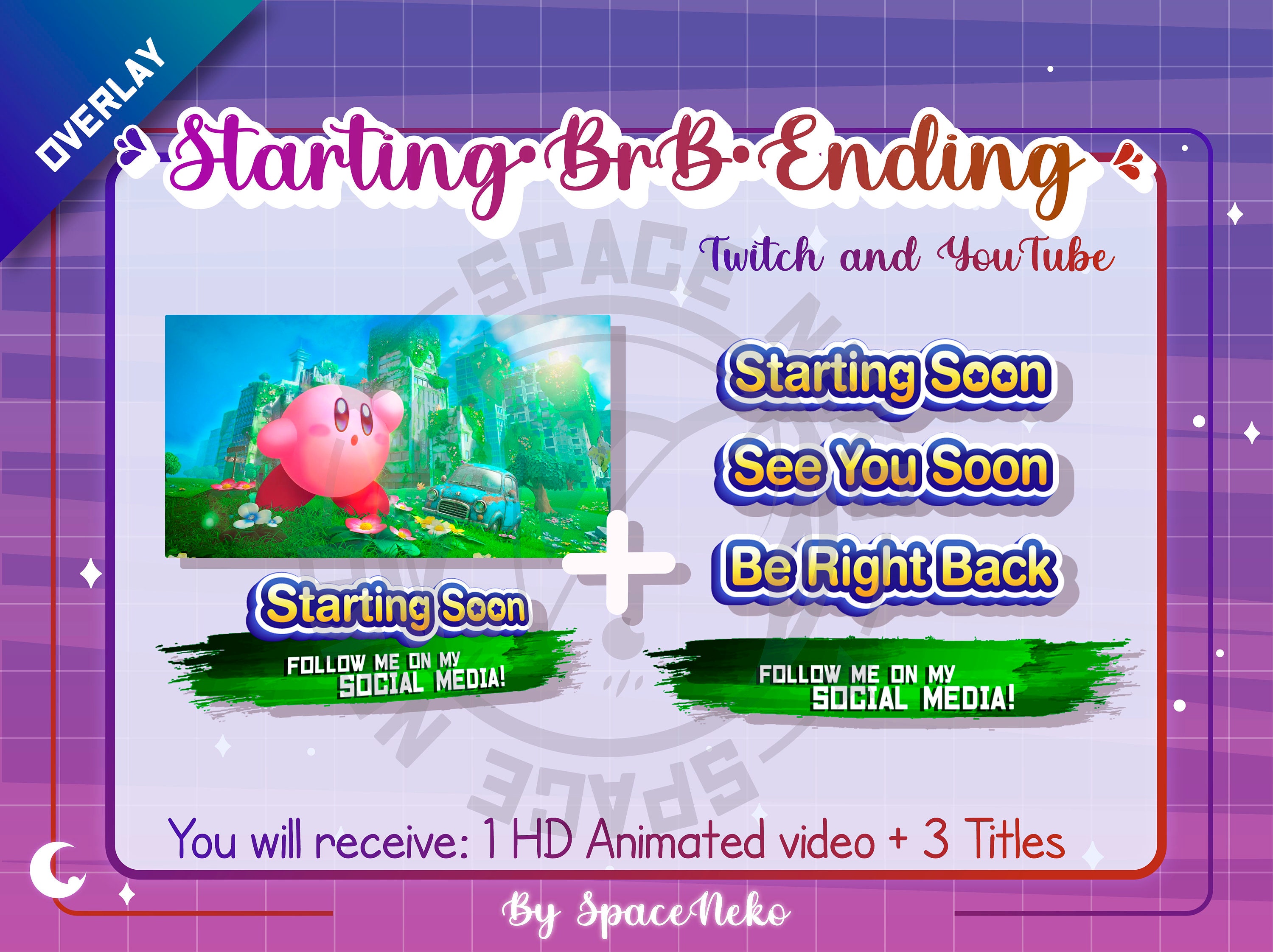 Animated Cute Chibi Starting Brb Ending for Twitch and Youtube Kirby ...
