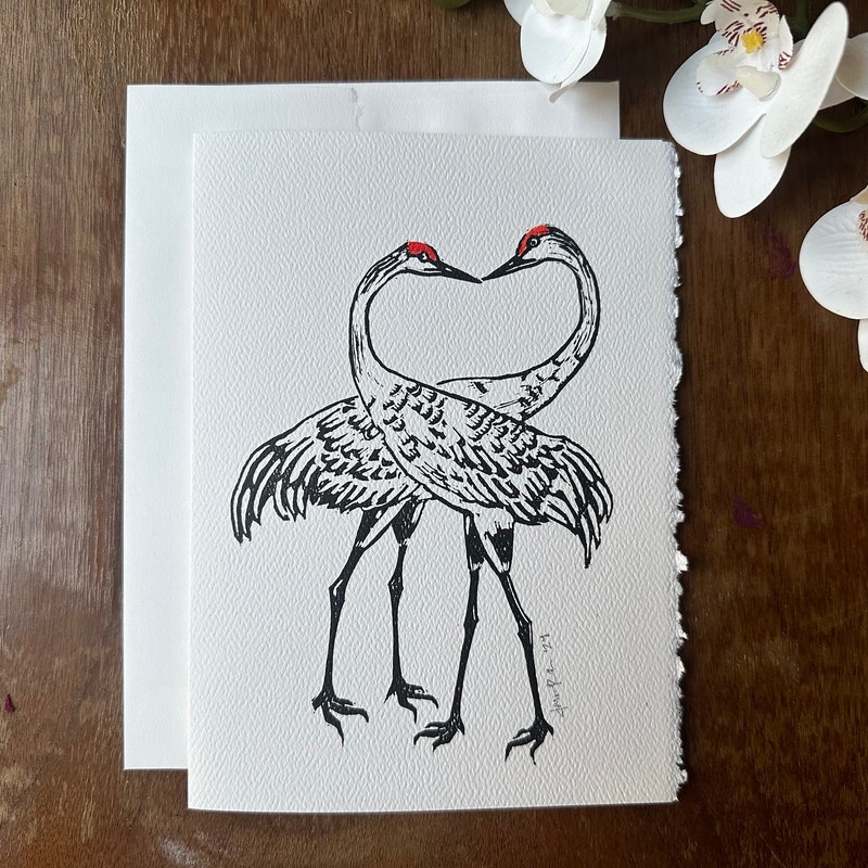 Crane Card - Etsy