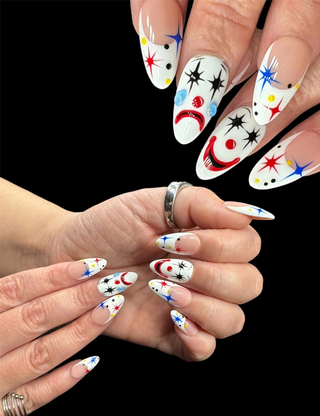 Clown Nails | Clown Press Ons | Press on Nails | French Press on Nails ...