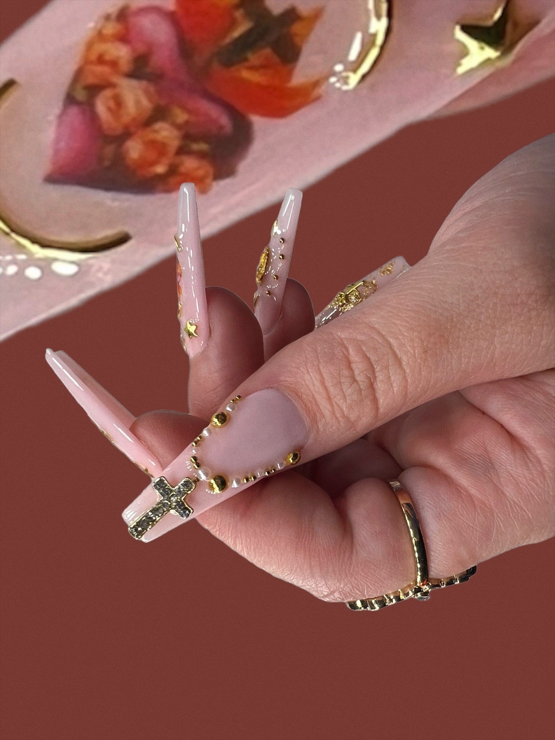 Religious Nails Charm Nails Charm Press on Nails Gold Press - Etsy