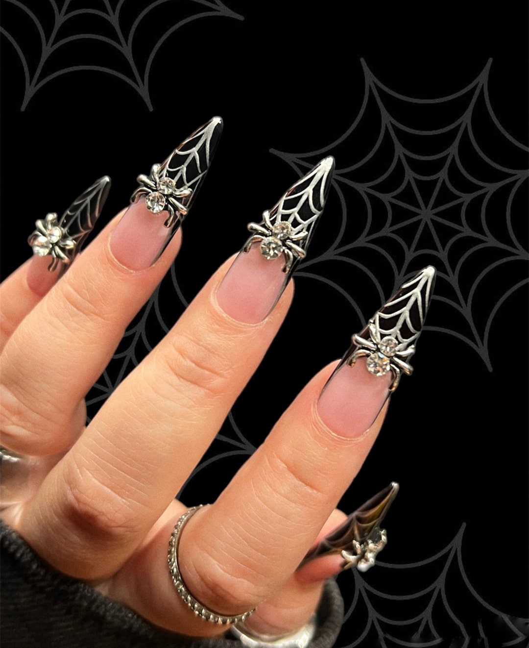 Spider Nails| Halloween Nails | Halloween Press on Nails| Press Ons ...