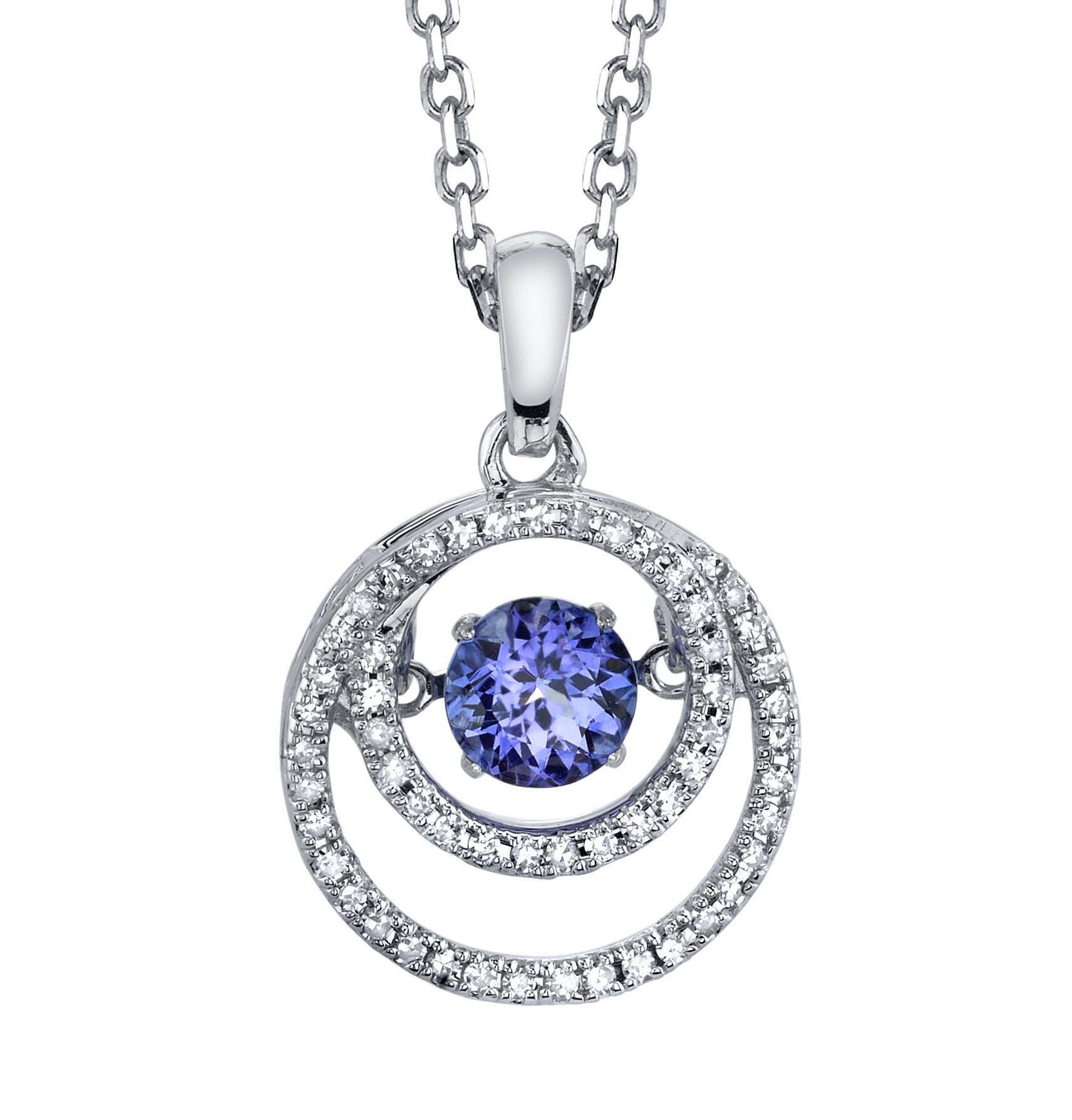 Double Loop Pendant With Dancing Gemstone by SERAFINA - Etsy