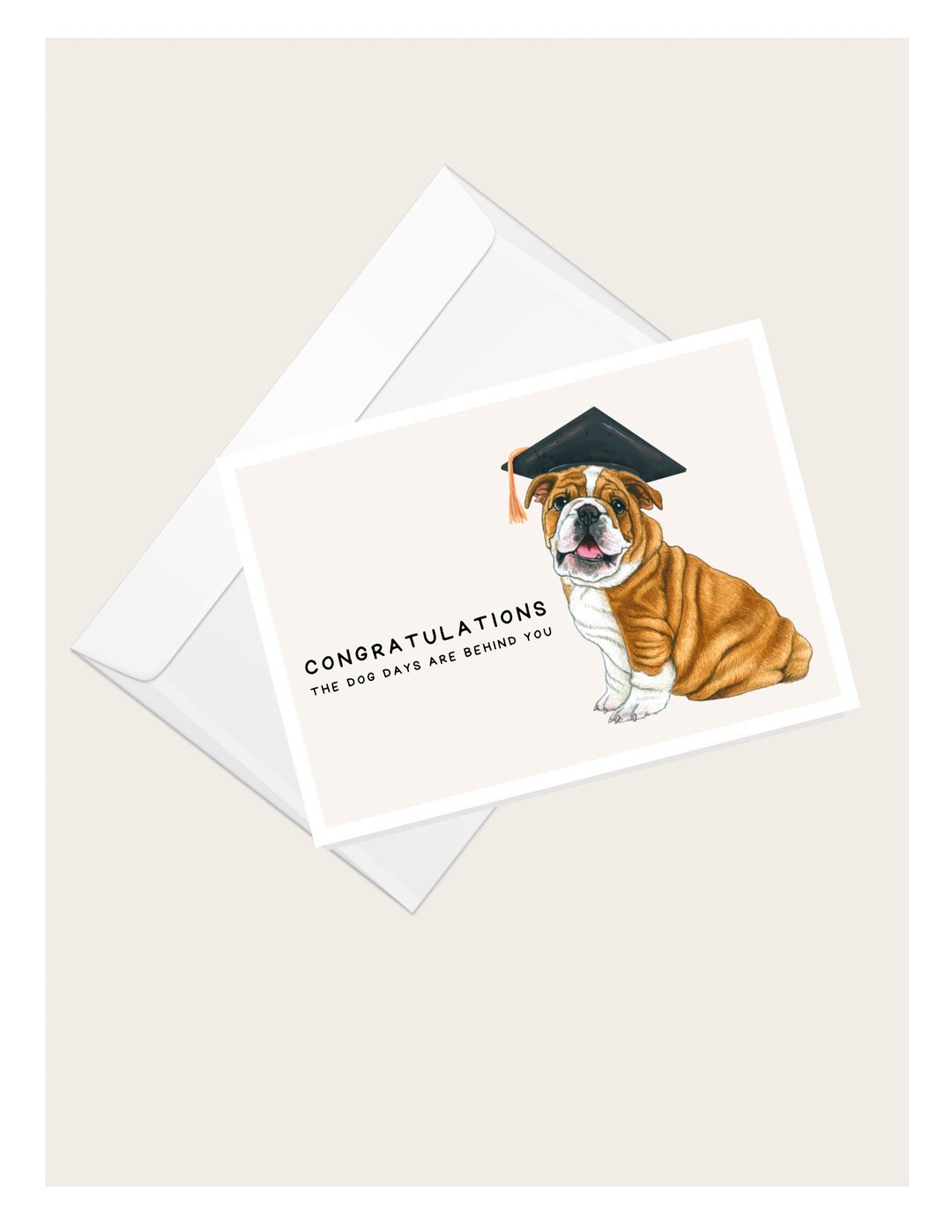 English Bulldog Graduation Card - Etsy