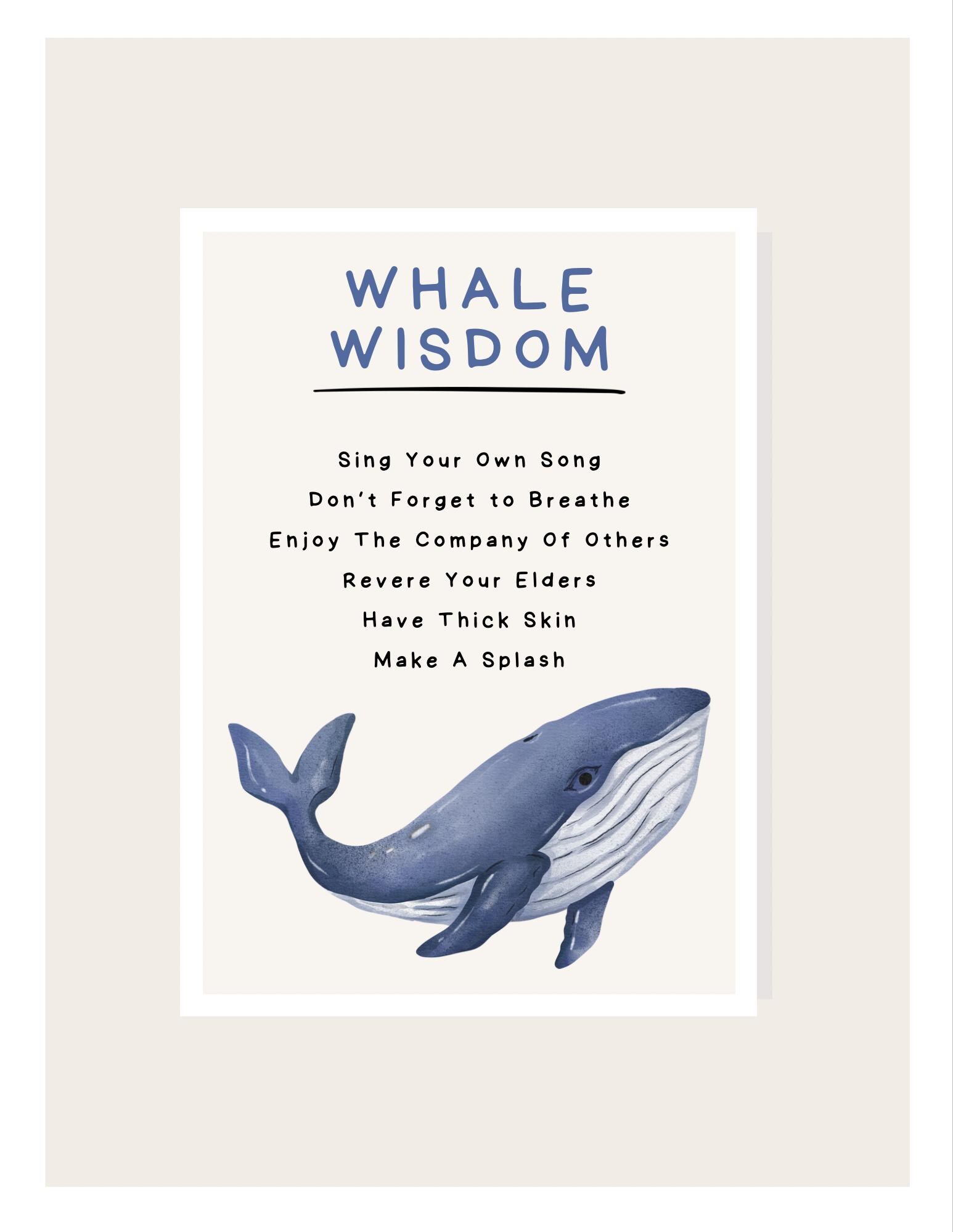Whale “whale Wisdom” Greeting Card | Animal Lover | Ocean | Marine Life ...