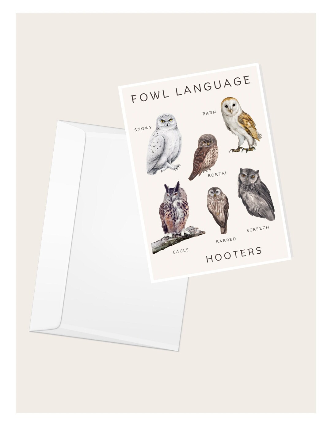 Owls “fowl Language: Hooters” Greeting Card | Animal Humor | Nature ...
