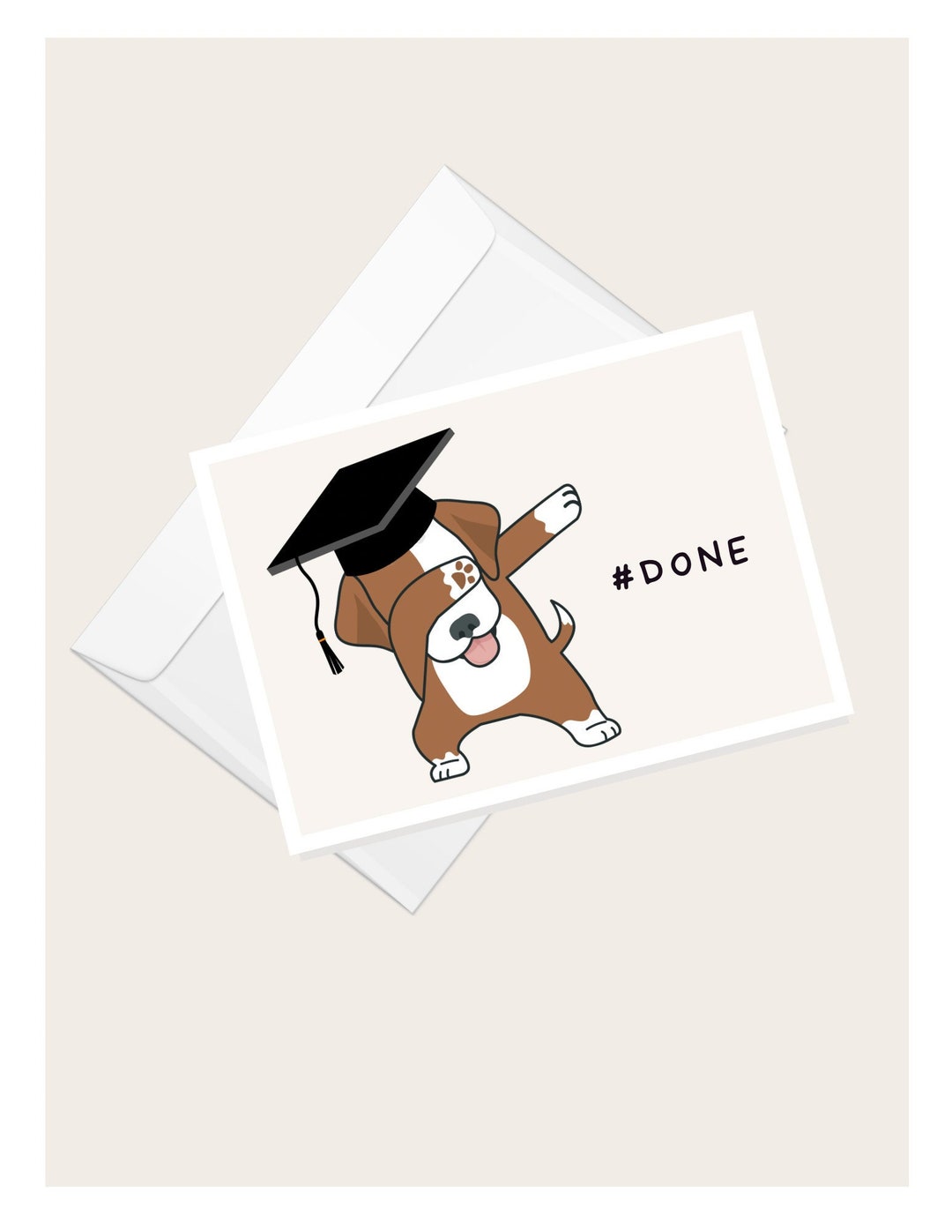 Dog With Graduation Cap Doing a Happy Dance “#done” Greeting Card - Etsy