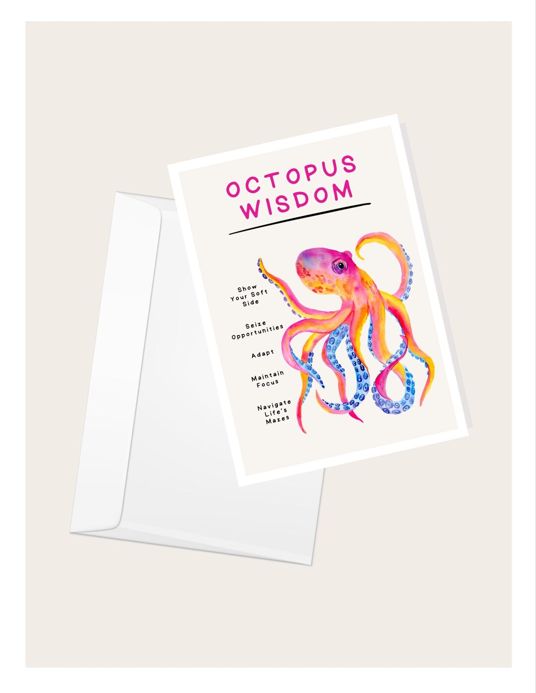 Octopus Wisdom Elegant Card - Etsy