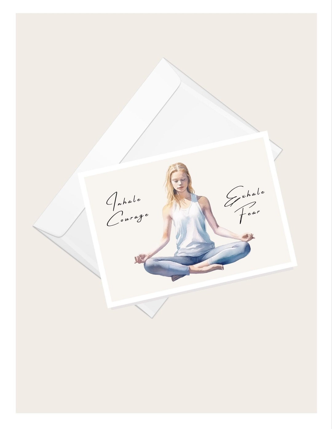 Yoga Pose “inhale Courage Exhale Fear” Card - Etsy