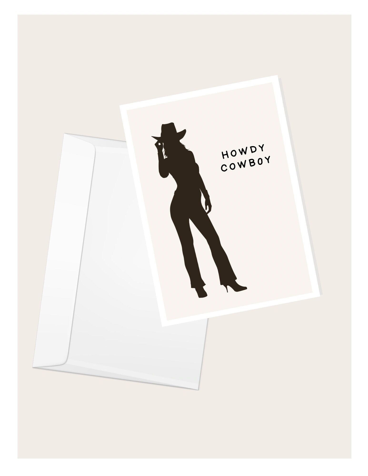 Woman Cowgirl Silhouette “howdy Cowboy” Greeting Card | Valentine’s Day ...