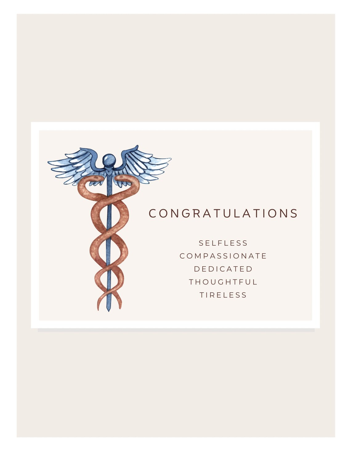 Medical Caduceus “congratulations” Greeting Card | Graduation | Honor ...