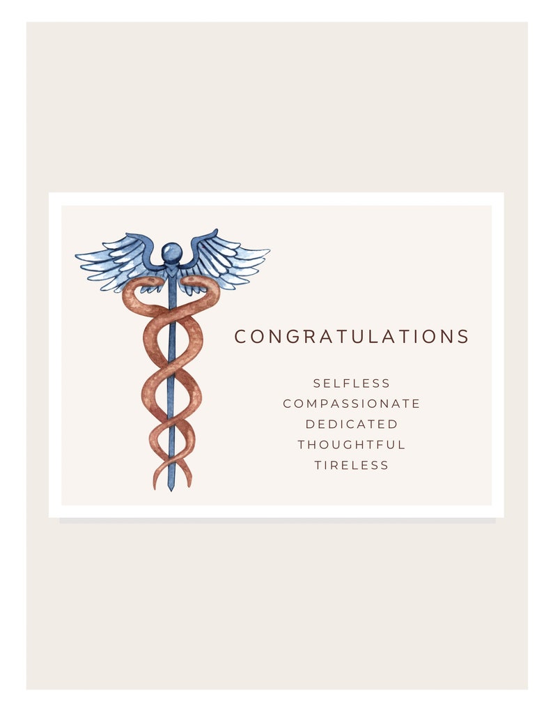 Medical Caduceus “congratulations” Greeting Card | Graduation | Honor ...
