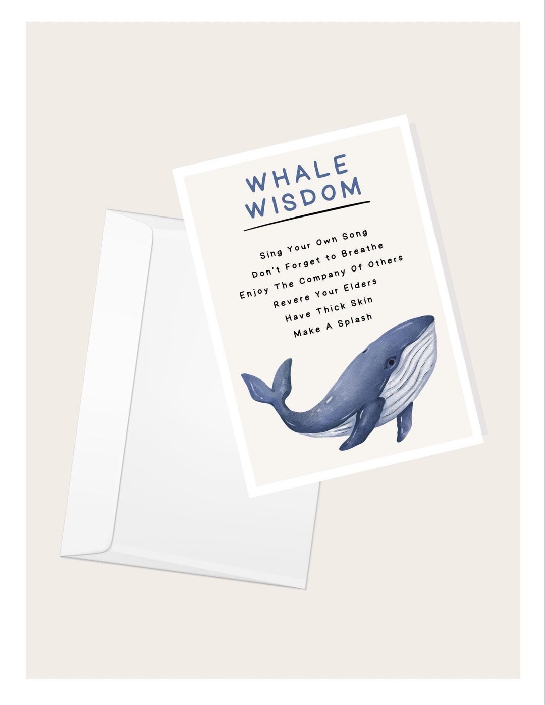 Whale “whale Wisdom” Greeting Card | Animal Lover | Ocean | Marine Life ...