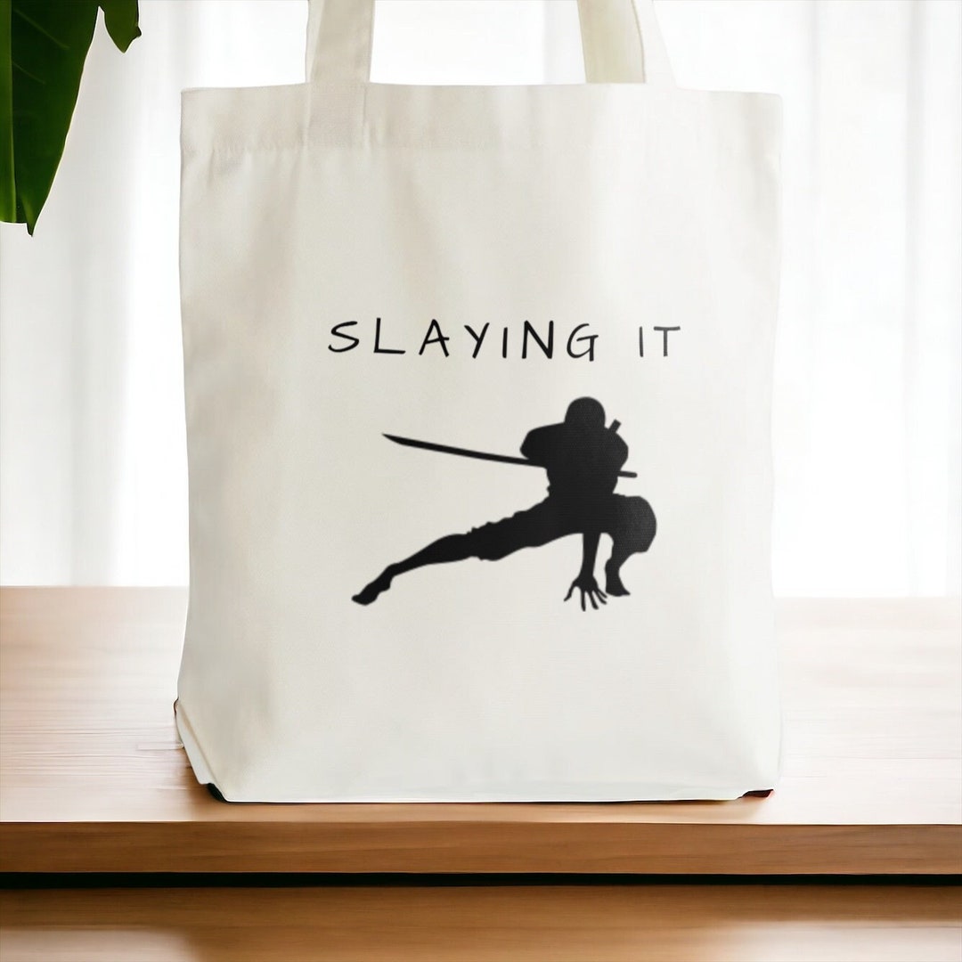 Cancer Ninja “slaying It” Cotton Canvas Tote Bag | Oncology Patient ...