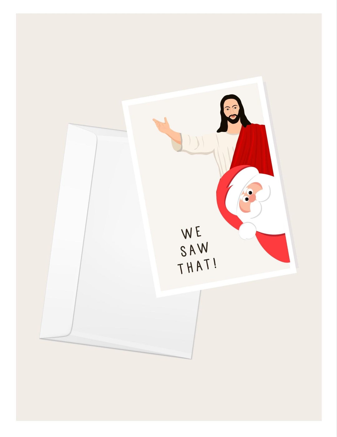 Santa Claus and Jesus Christ Peeking at You “we Saw That” Humorous ...