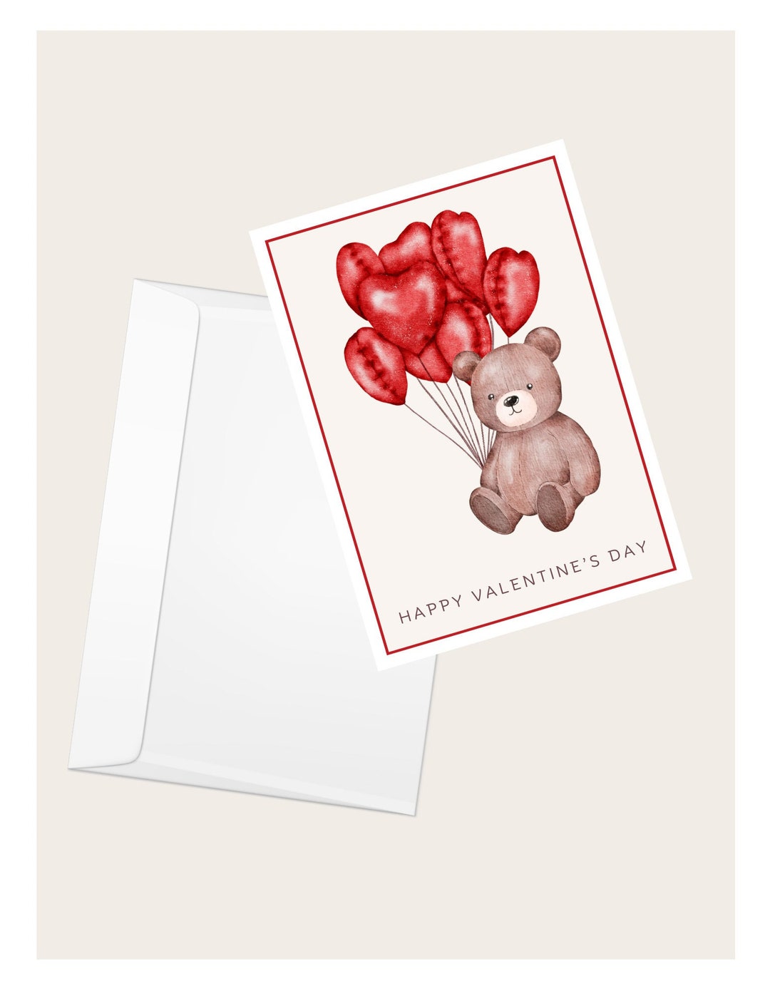 Stuffed Teddy Bear Heart Balloon Bouquet happy Valentines Day Greeting ...