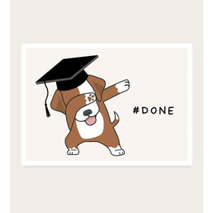 Dog With Graduation Cap Doing a Happy Dance “#done” Greeting Card - Etsy